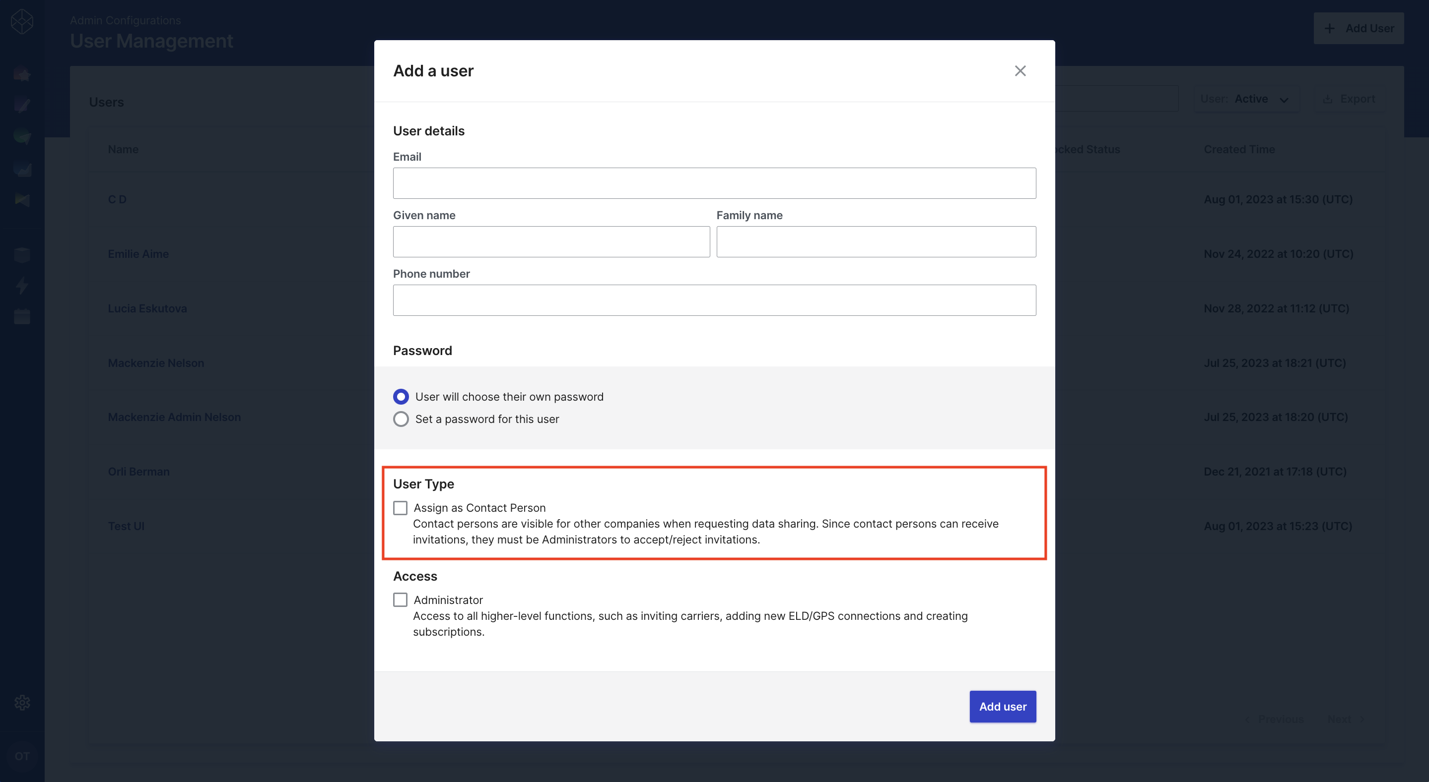 Add a New User – project44