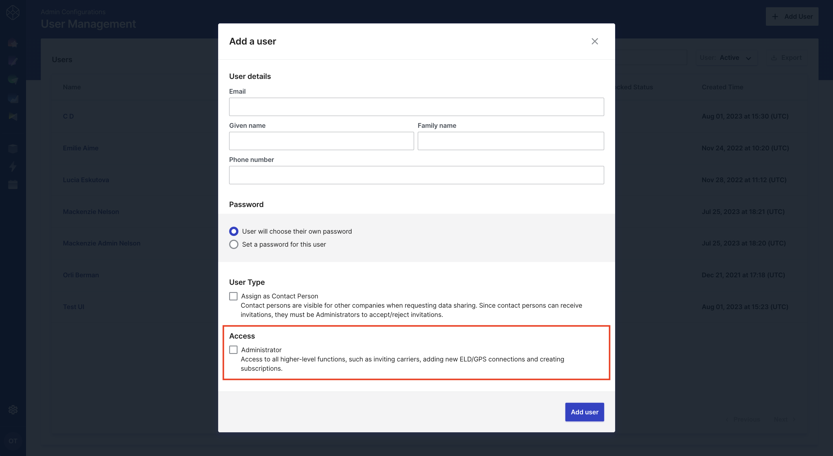 Add a New User – project44