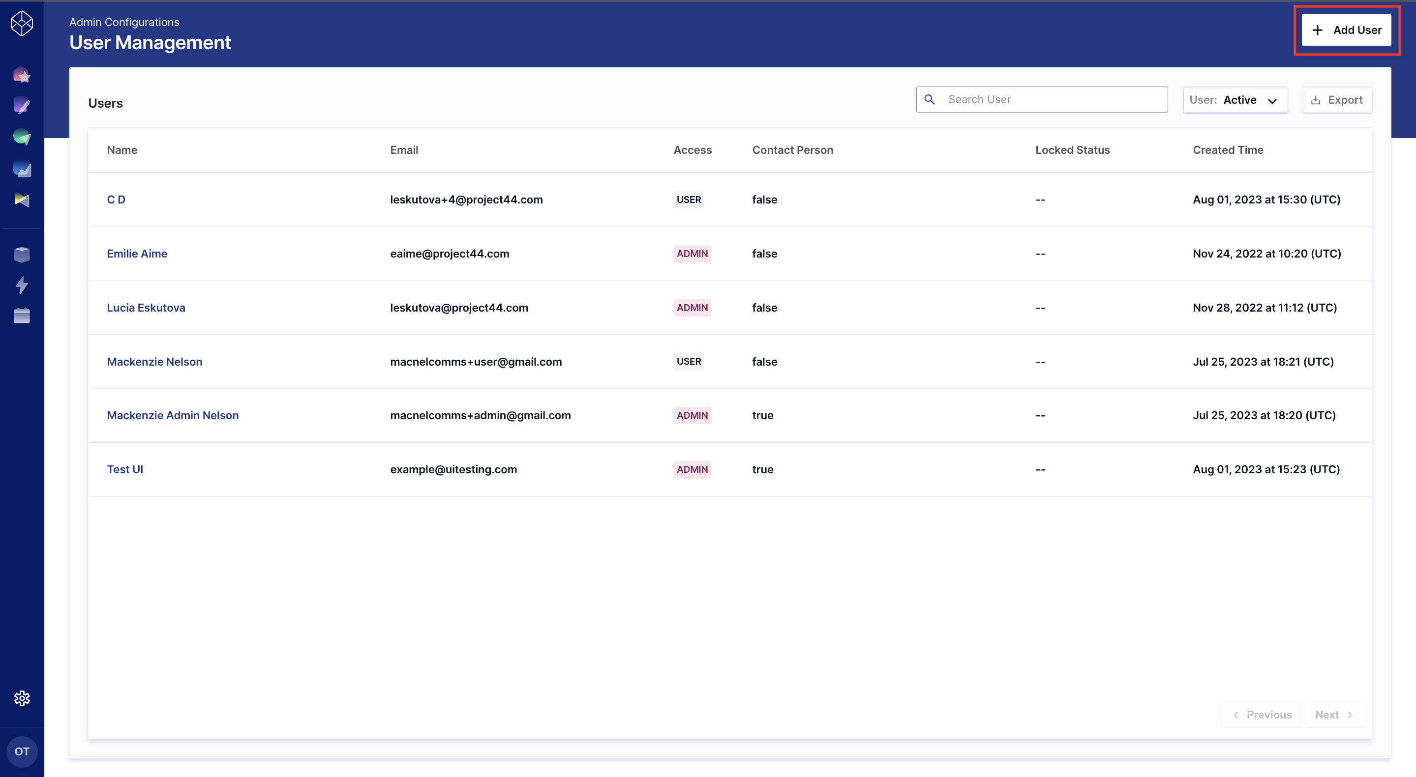 Add a New User – project44
