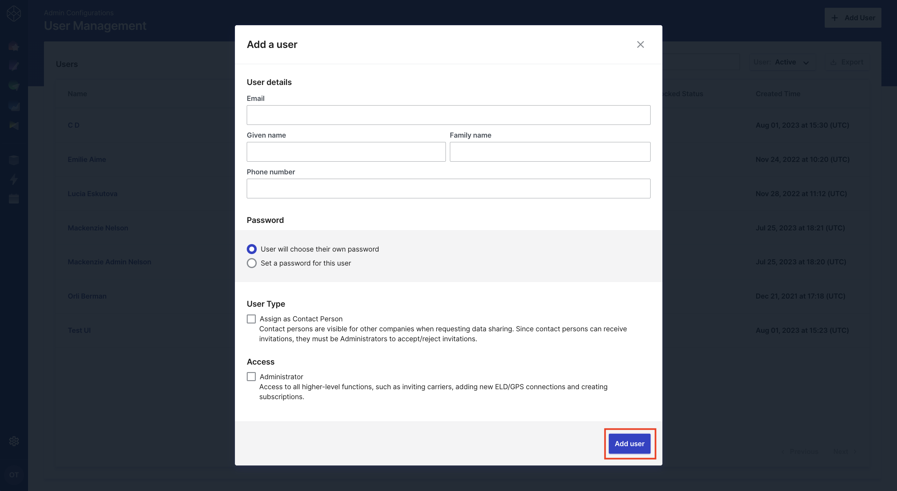 Add a New User – project44
