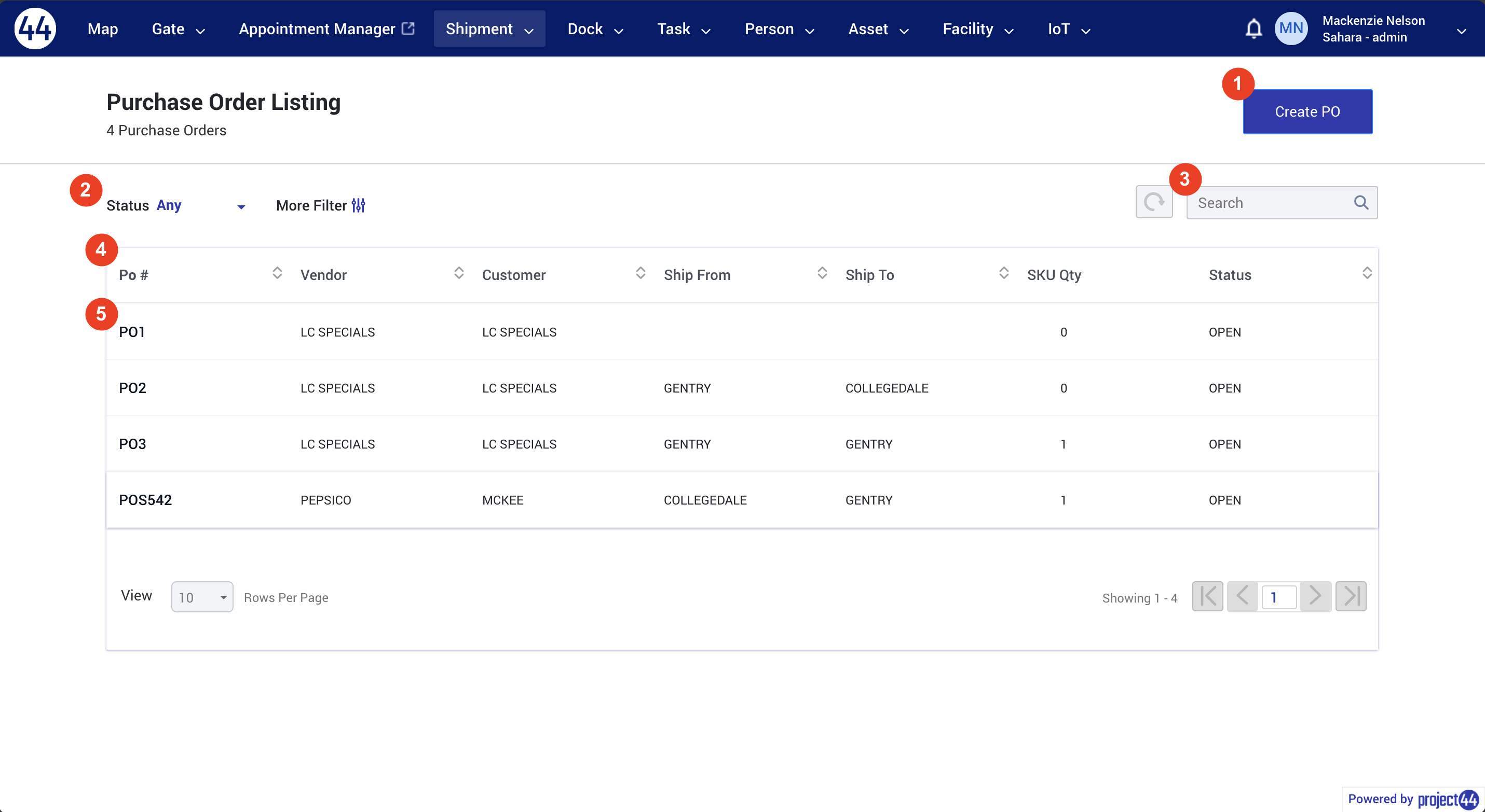 Purchase Order Listing – project44