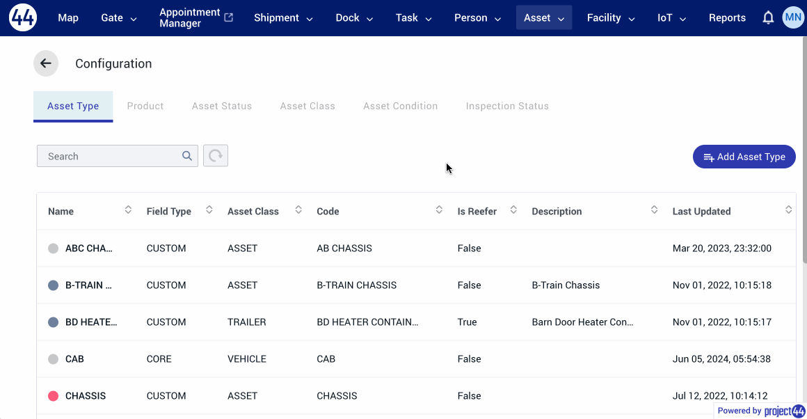 Configure Asset Management Settings – project44