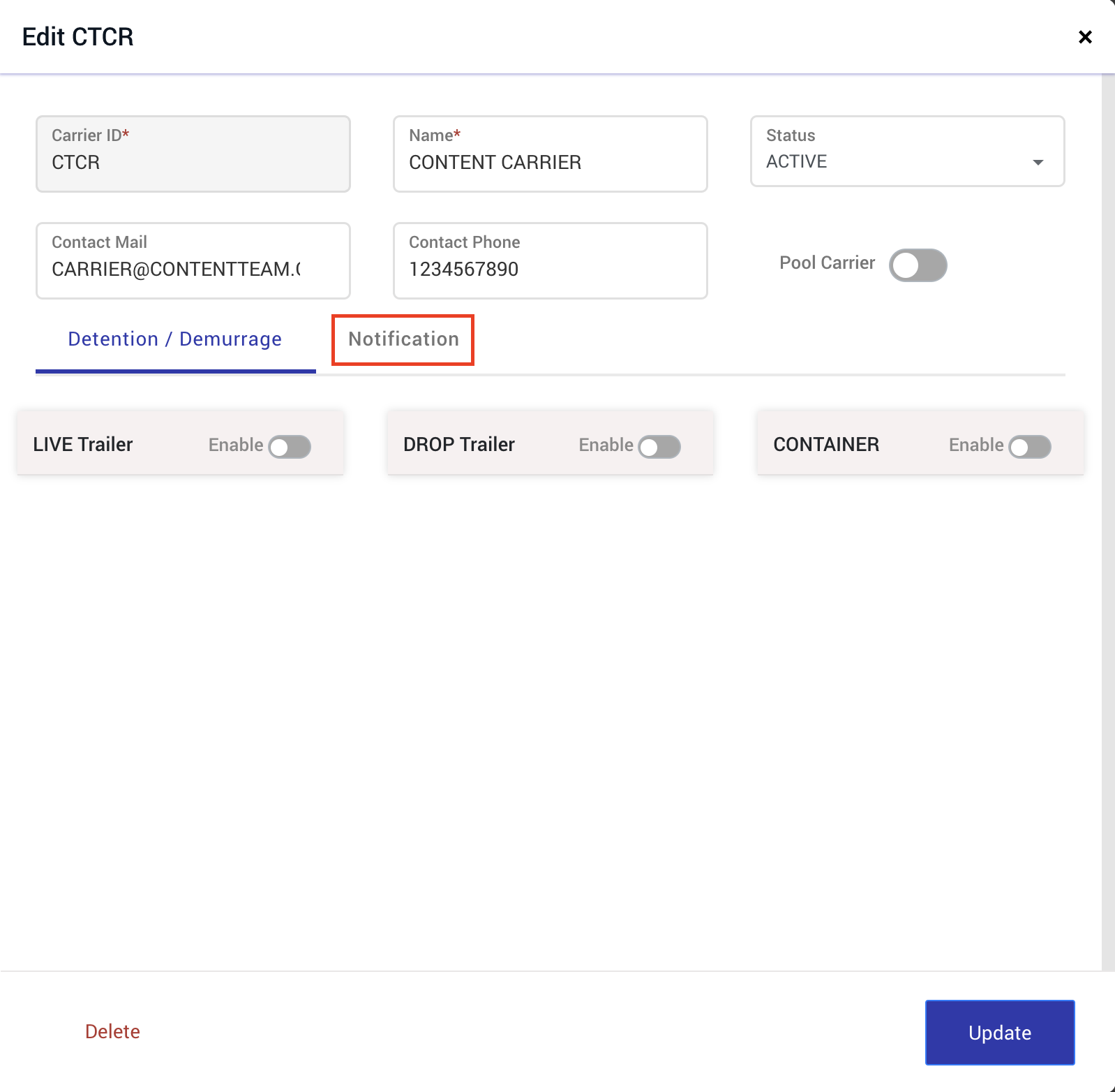 Carrier Notifications – project44